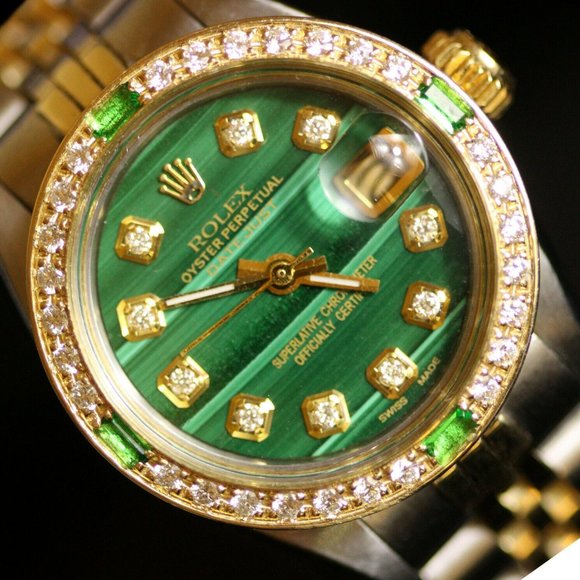 Accessories | Ladies Rolex Oyster Perpetual Datejust Malachite Diamond ...
